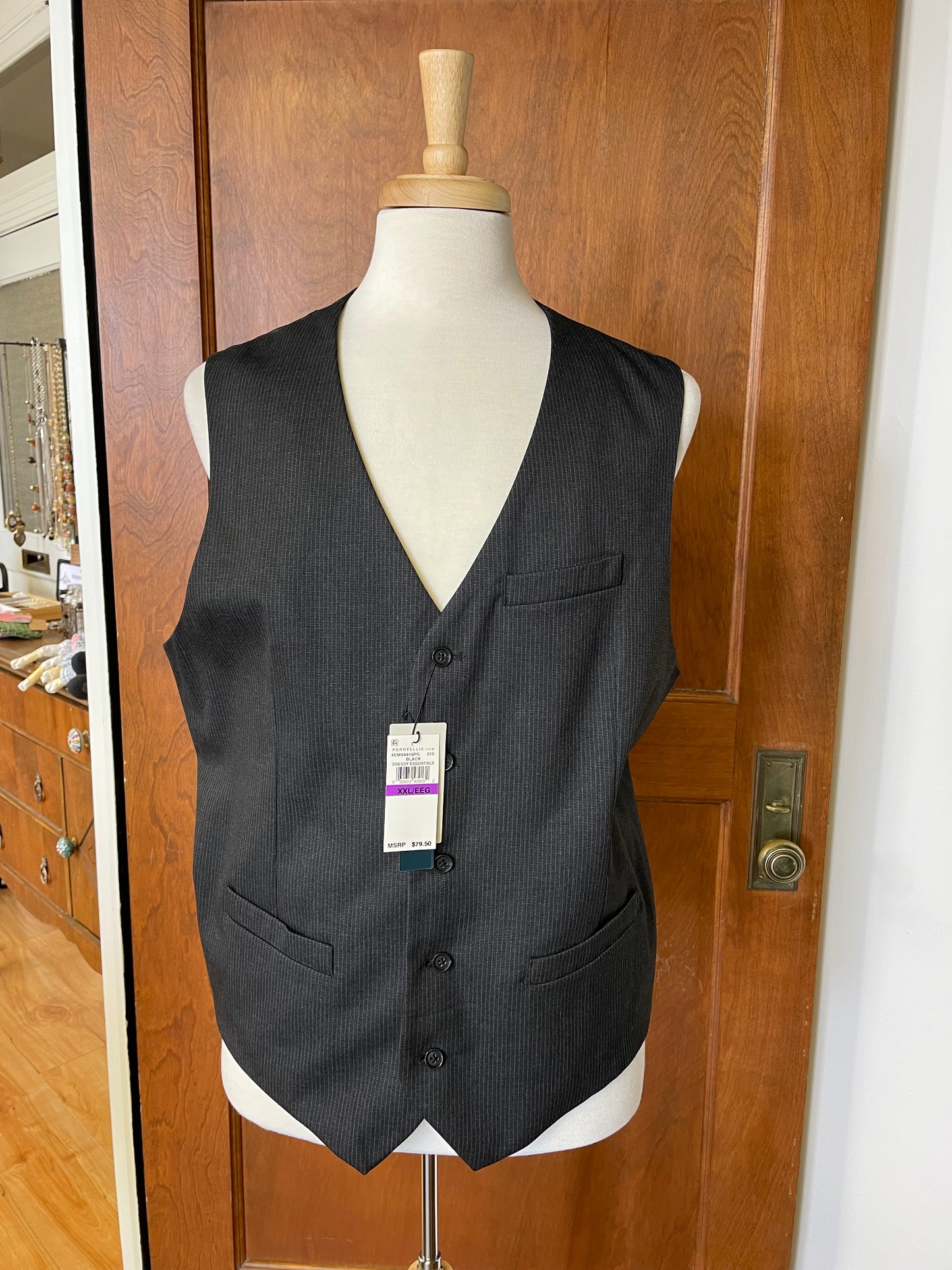 Perry Ellis Slim Fit Stretch Black Pocketed Suit Vest (XXL) – BinxBerry ...
